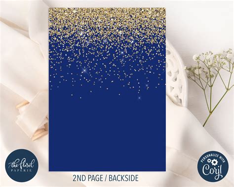 Navy Blue And Gold Birthday Invitation Balloons Party Invite Editable