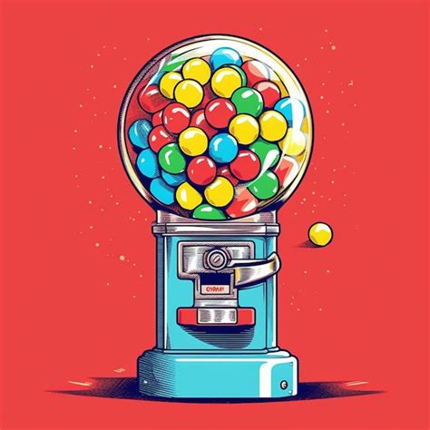 Premium Ai Image Illustration Of A Gumball Machine With A Red Background