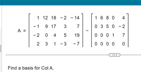 Solved Find The Bases For Col A And Nul A And Then State Chegg Com