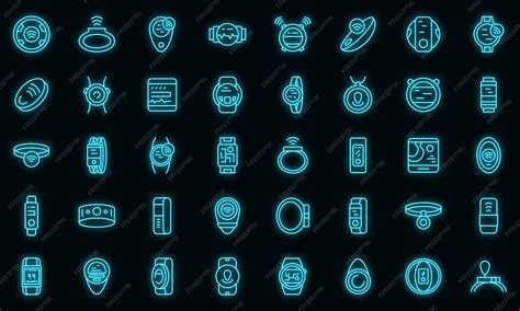 Premium Vector Wearable Tracker Icons Set Outline Set Of Wearable Tracker Vector Icons Neon