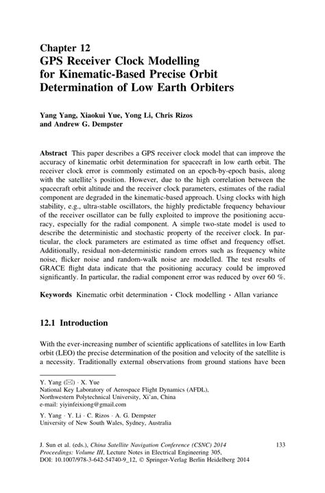 Pdf Gps Receiver Clock Modelling For Kinematic Based Precise Orbit Determination Of Low Earth