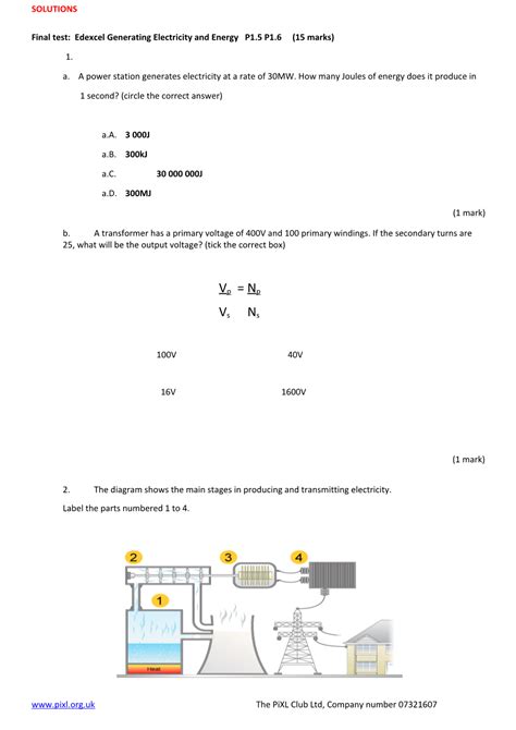 final test edexcel generating electricity and energy p1 5 p1 6 15