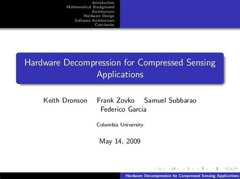 Pdf Hardware Decompression For Compressed Sensing Applications