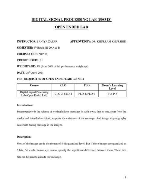 Digital Signal Processing Lab 508518 Open Ended Lab Pdf Telecommunications Engineering