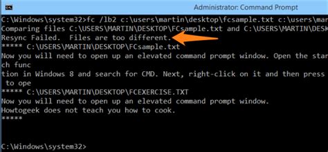 How To Use Fc File Compare From The Windows Command Prompt