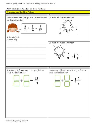 Year 4 Spring Block 3 Fractions Week 6 Teaching Resources