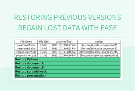 Recover Lost Data Effortlessly By Restoring Previous Versions Excel Template Free Download