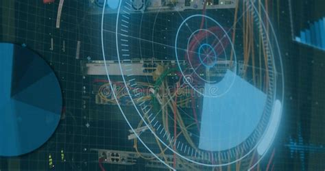 image of scope scanning and data processing over cables of computer server stock image image