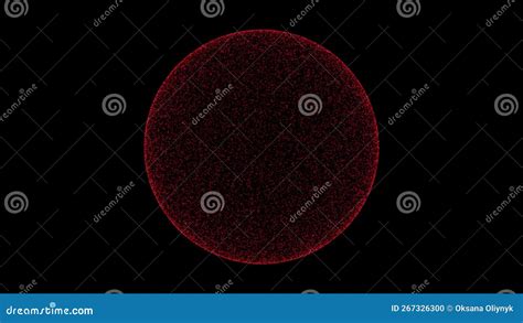 3d Red Sphere On Black Background Object Consisting Of Flickering Particles Science Tutorial