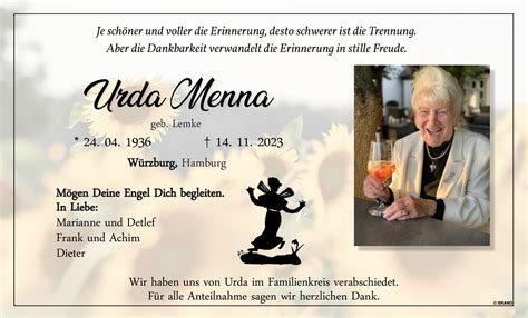Urda Menna Bestattungen Brand