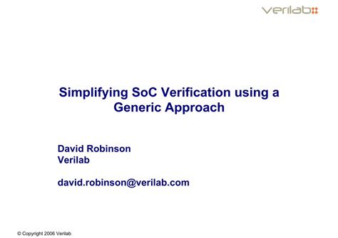 Pdf Simplifying Soc Verification Using A Generic Approach Verilab Are Simplifying Soc