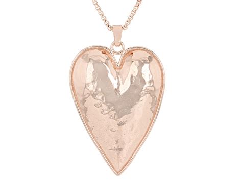14k Rose Gold Over Sterling Silver Heart Pendant With 18 Box Chain