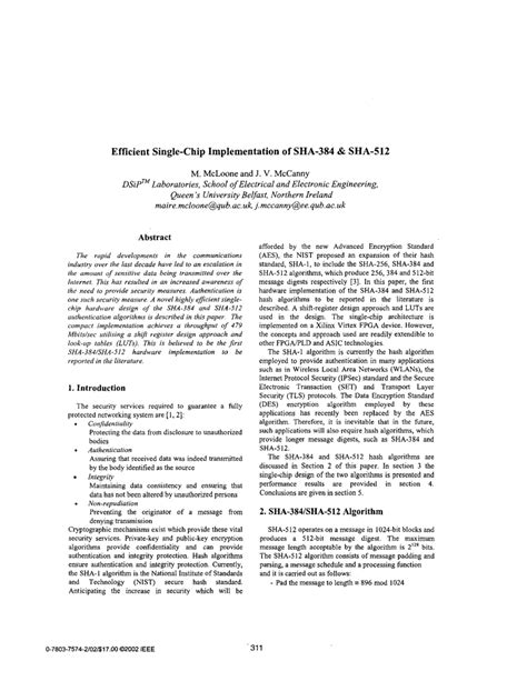 pdf efficient single chip implementation of sha384 and sha512