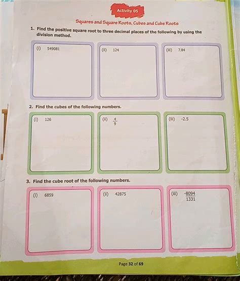 Activity 05 Squares And Square Roots Cubes StudyX