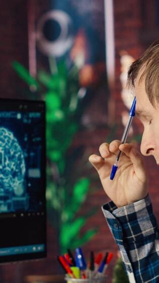 Admin Uses Computer For Artificial Intelligence Computing Simulation Waiting For Code To Finish