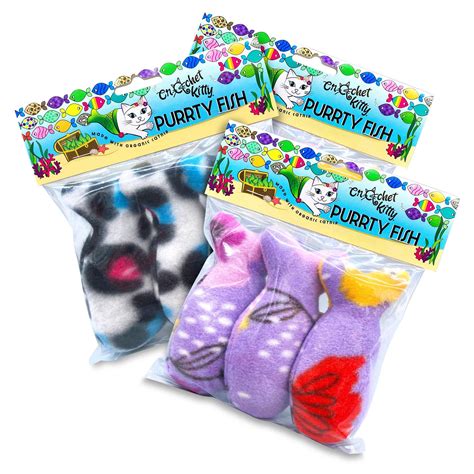 Printed Catnip Fish 3 Pack Crochet Kitty