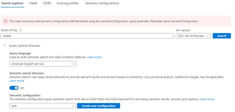 Indexing Azure Cognitive Search Semantic Search Configuration Error Stack Overflow