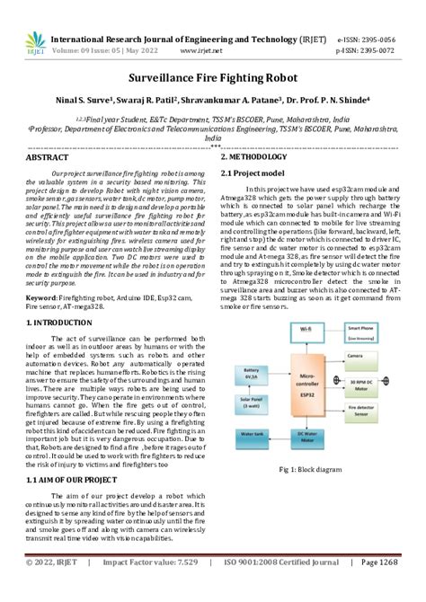 Pdf Surveillance Fire Fighting Robot