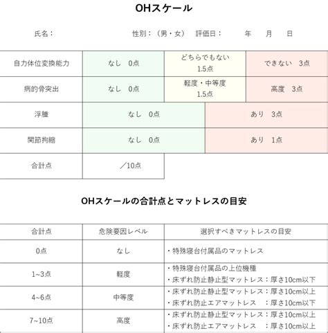 OHスケールとはマットレス選定も可能10点満点の褥瘡評価 リハビリくん