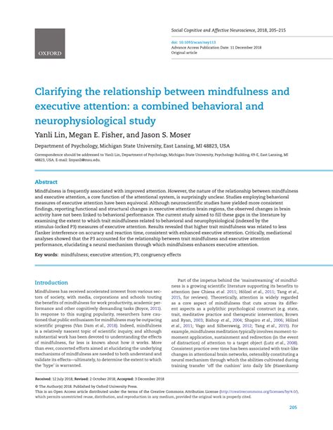 Pdf Clarifying The Relationship Between Mindfulness And Executive