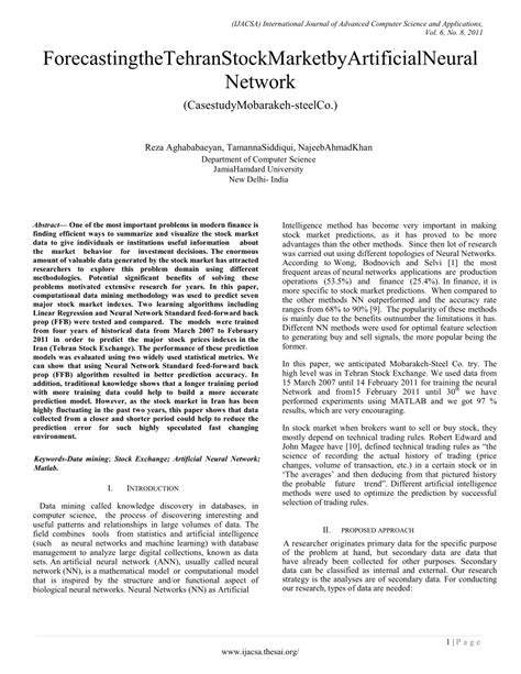 Pdf Forecasting The Tehran Stock Market By Artificial Neural Network