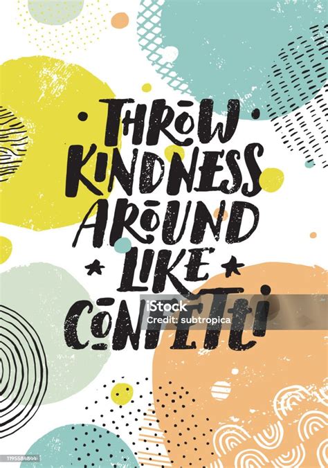 색종이처럼 친절을 던져 영감 타이포그래피 창조적 인 동기 부여 견적 포스터 템플릿 그런 지 질감 거친 배경에 벡터 배너 디자인 그림 개념 0명에 대한 스톡 벡터 아트 및