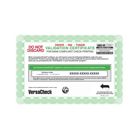 100 Print Validation Code Annual Versacheck