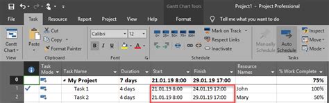Changing Resource Calendars And Task ProgressMicrosoft Project 2019
