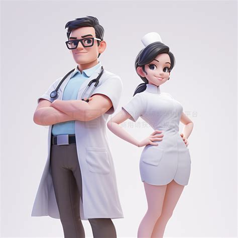 3d数字艺术3d人物医生与护士ai立体元素免费下载png格式928像素编号70987632 千图网