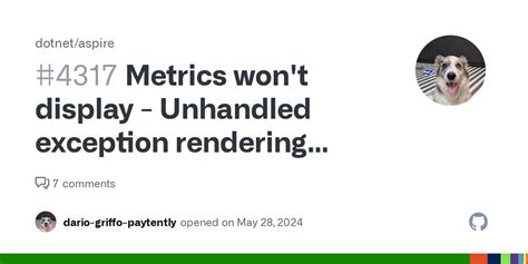 Metrics Wont Display Unhandled Exception Rendering Component · Issue 4317 · Dotnetaspire