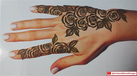 Rose Mehndi Design Beautiful Latest Back Hand New Rose Flower Mehndi