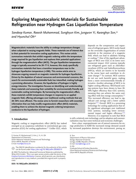 Pdf Exploring Magnetocaloric Materials For Sustainable Refrigeration Near Hydrogen Gas