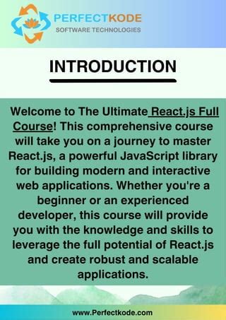 REACT JS FULL COURSE PERFECTKODE PDF