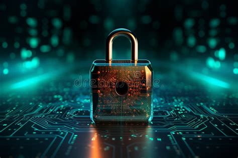 Modern Safety Concept Padlock With Keyhole In Digital Data Security