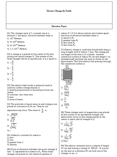 Electric Charges And Fields Qp 1 Pdf Electric Field Electric Charge