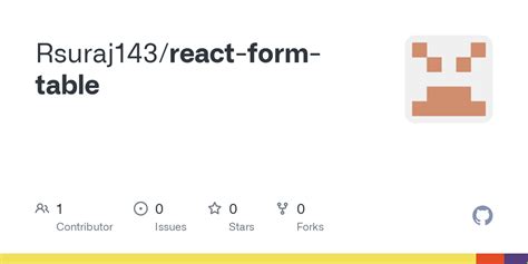 GitHub Rsuraj React Form Table