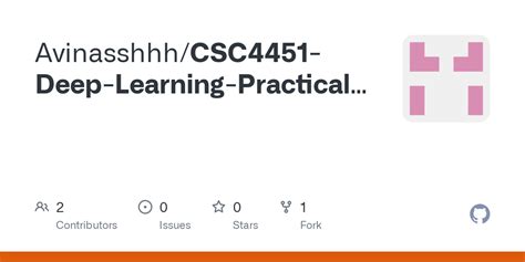 GitHub Avinasshhh CSC4451 Deep Learning Practical Component