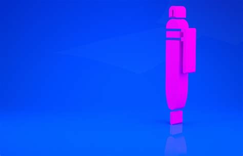파란색 배경에 격리 된 분홍색 펜 아이콘입니다 미니멀리즘 개념 3d 일러스트레이션 3d 렌더링 3차원 형태에 대한 스톡 사진 및 기타 이미지 Istock