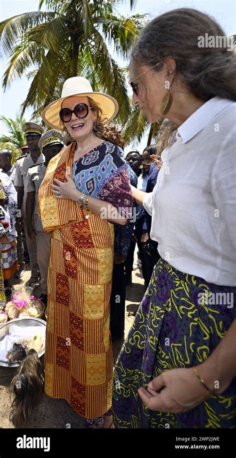 Abidjan Ivory Coast 05th Mar 2024 Queen Mathilde Of Belgium And