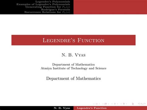 Legendre Function Pdf