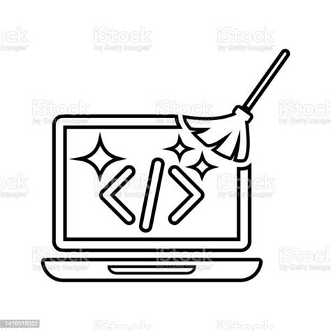 Clean Code Coding Outline Icon Line Art Vector Stock Illustration