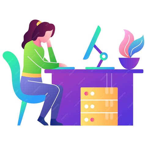 Premium Vector Front End Developer Icon Vector Woman Work Laptop