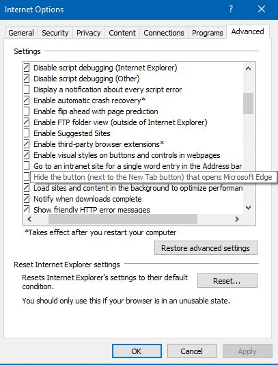 How To Remove Microsoft Edge Tab Button In Internet Explorer Winhelponline