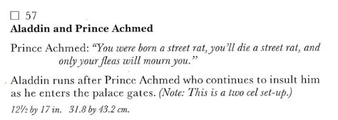 Original Walt Disney Two Cel Set Up From Aladdin Featuring Aladdin And Prince Achmed 1992