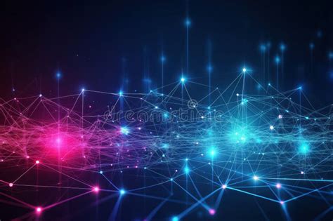 Abstract Illustration Of Futuristic Tech Network Interconnected Glowing Lines Points Form