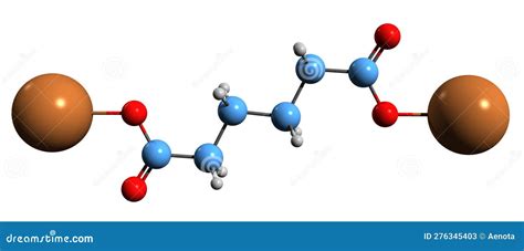 3d Image Of Potassium Adipate Skeletal Formula Stock Illustration