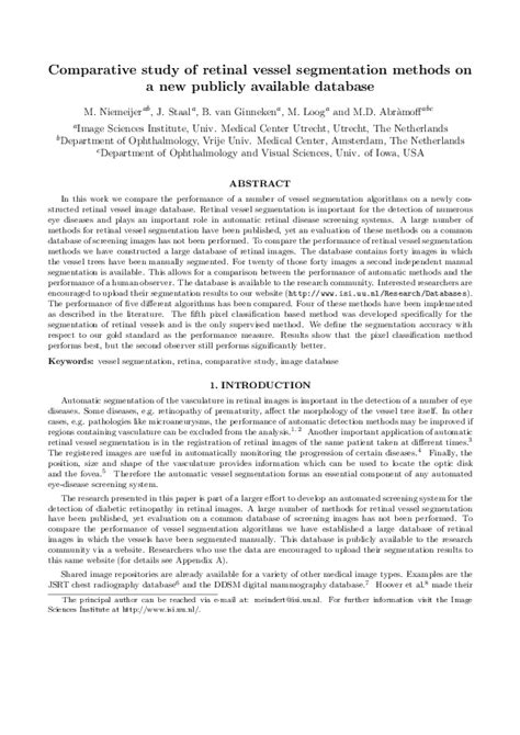 Pdf Comparative Study Of Retinal Vessel Segmentation Based On Global