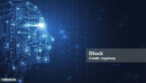 인공 지능입니다 추상적인 기하학적 인간의 머리 개요 회로 보드와 함께입니다 기술 그리고 공학 개념 배경입니다 벡터 일러스트 레이 션 사람 얼굴에 대한 스톡 벡터 아트 및