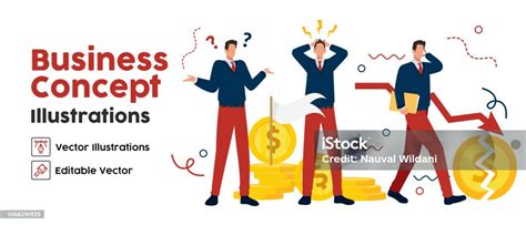 비즈니스 개념 삽화 설정 사업 활동에서 손실 돈에 참여하는 남성과의 장면 모음 벡터 그림 개념에 대한 스톡 벡터 아트 및 기타