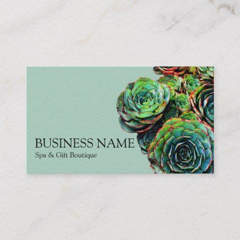 Green Succulents Modern Chic Business Card Zazzle Chic Business